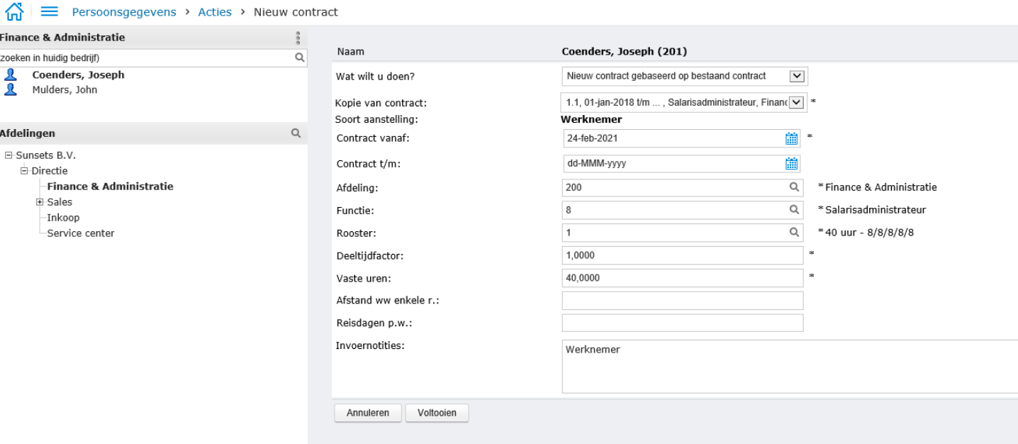 Medewerkers op andere afdelingen een contract/uitb... - Visma Community