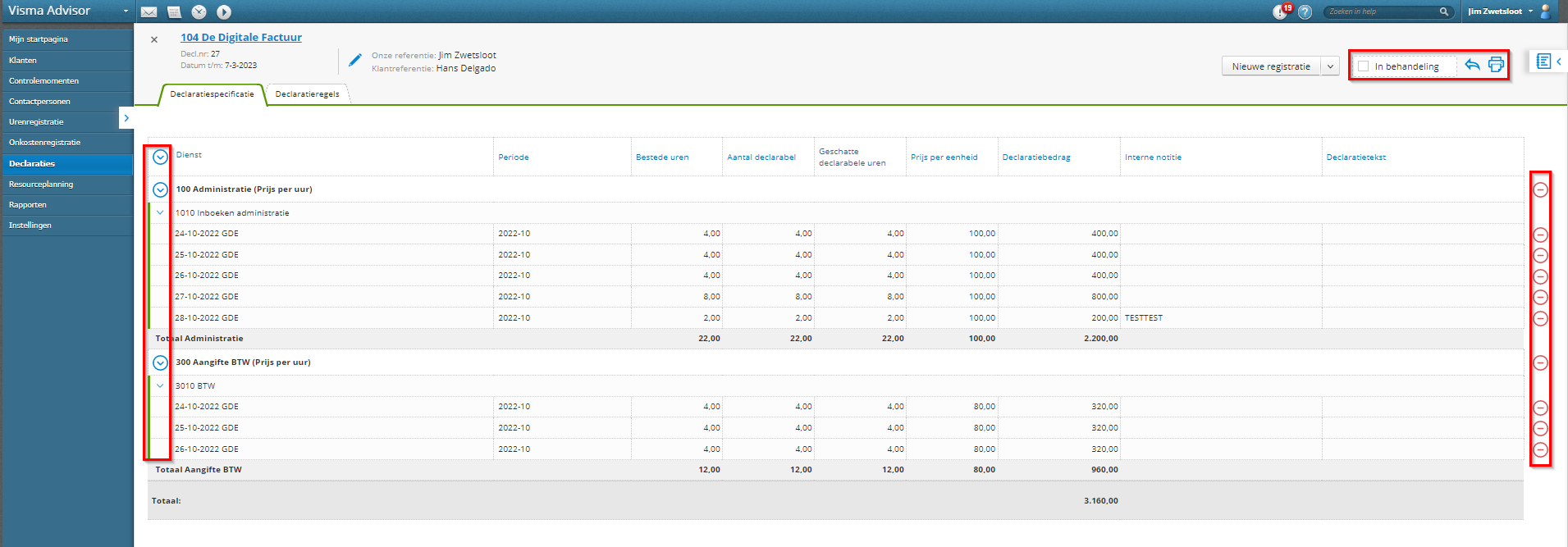 Het venster declaraties in Advisor is vernieuwd - Visma Community