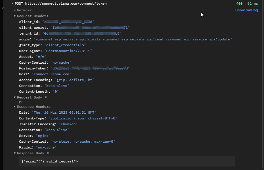 Solved: How to get a token with postman using Visma Connec... - Visma Community