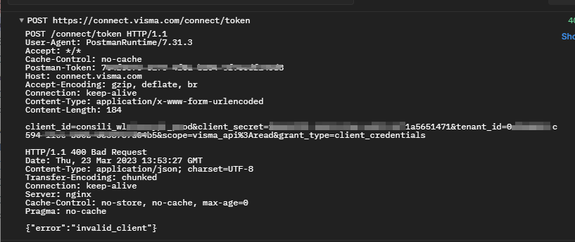 Solved: How to get a token with postman using Visma Connec... - Visma Community