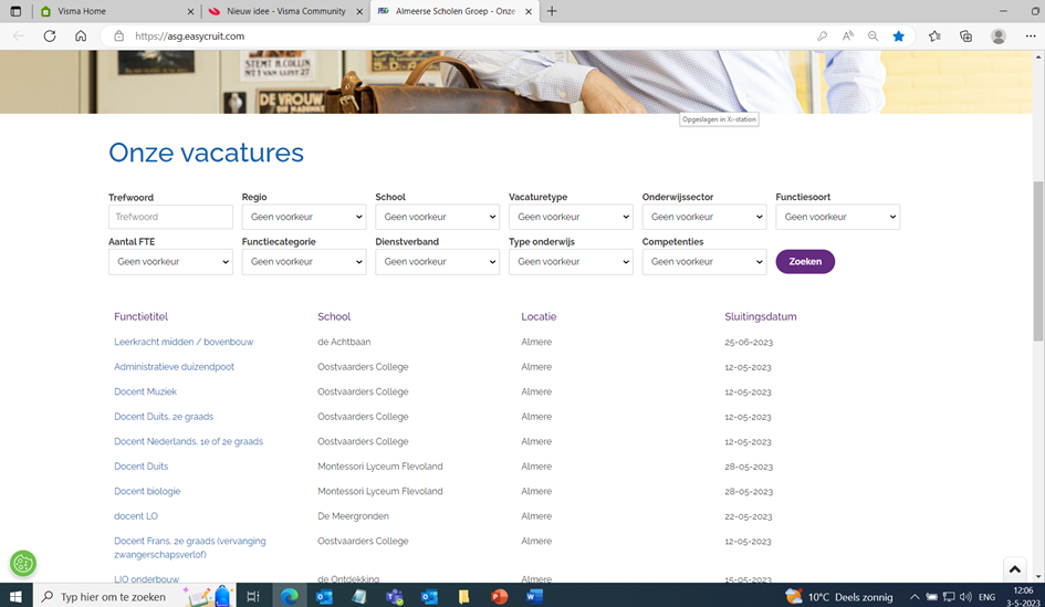 Afbeelding website/intranet Easycruit afbeelding a... - Visma Community