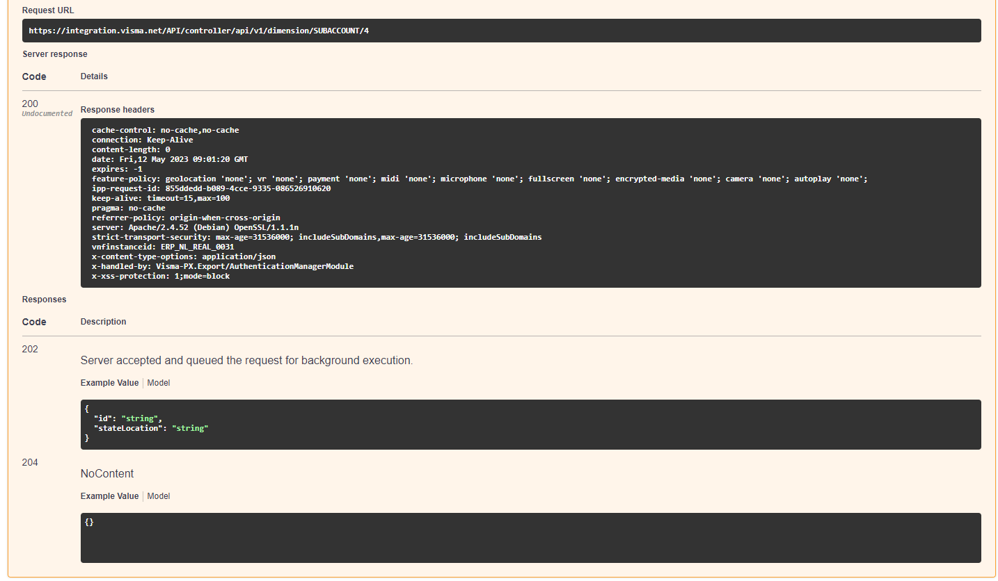 Data contract for Dimension PUT is incorrect and b... - Visma Community