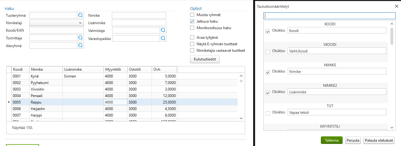 Nimikelistan käyttö Laskutus & Myyntitilauksessa - Visma Community