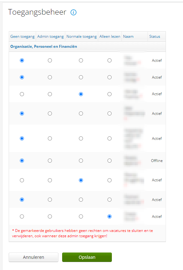 Toegangsbeheer vacature - filtermogelijkheid op st... - Visma Community