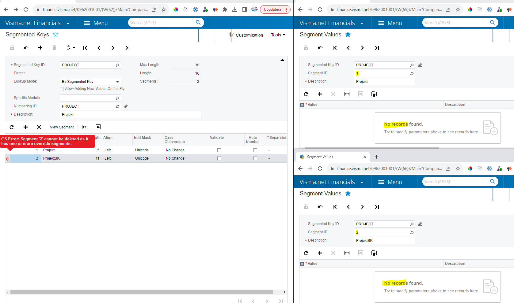 Segment keys removal and updating - Visma Community