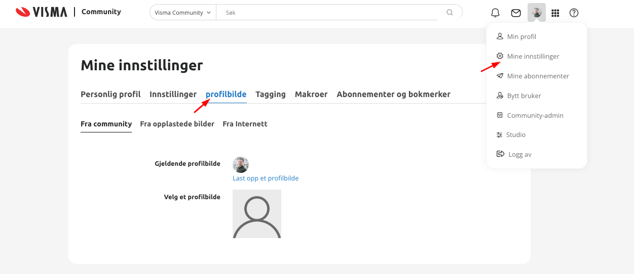 Hvor endrer eller legger du til profilbilde?