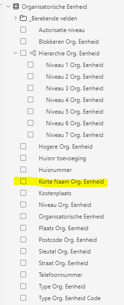 OE-codes naast OE-namen in hiërarchie binnen entit... - Visma Community