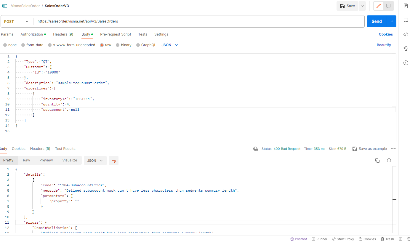 Solved: Salesorder API v3 creating orderLines without suba... - Visma Community