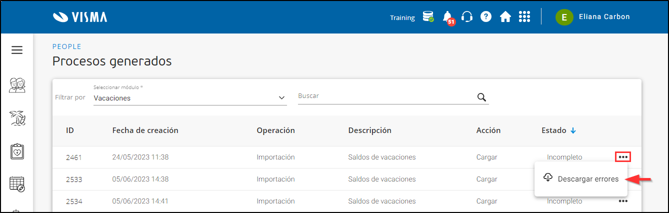 Respuesta de un proceso | Descarga de errores, log... - Visma Community