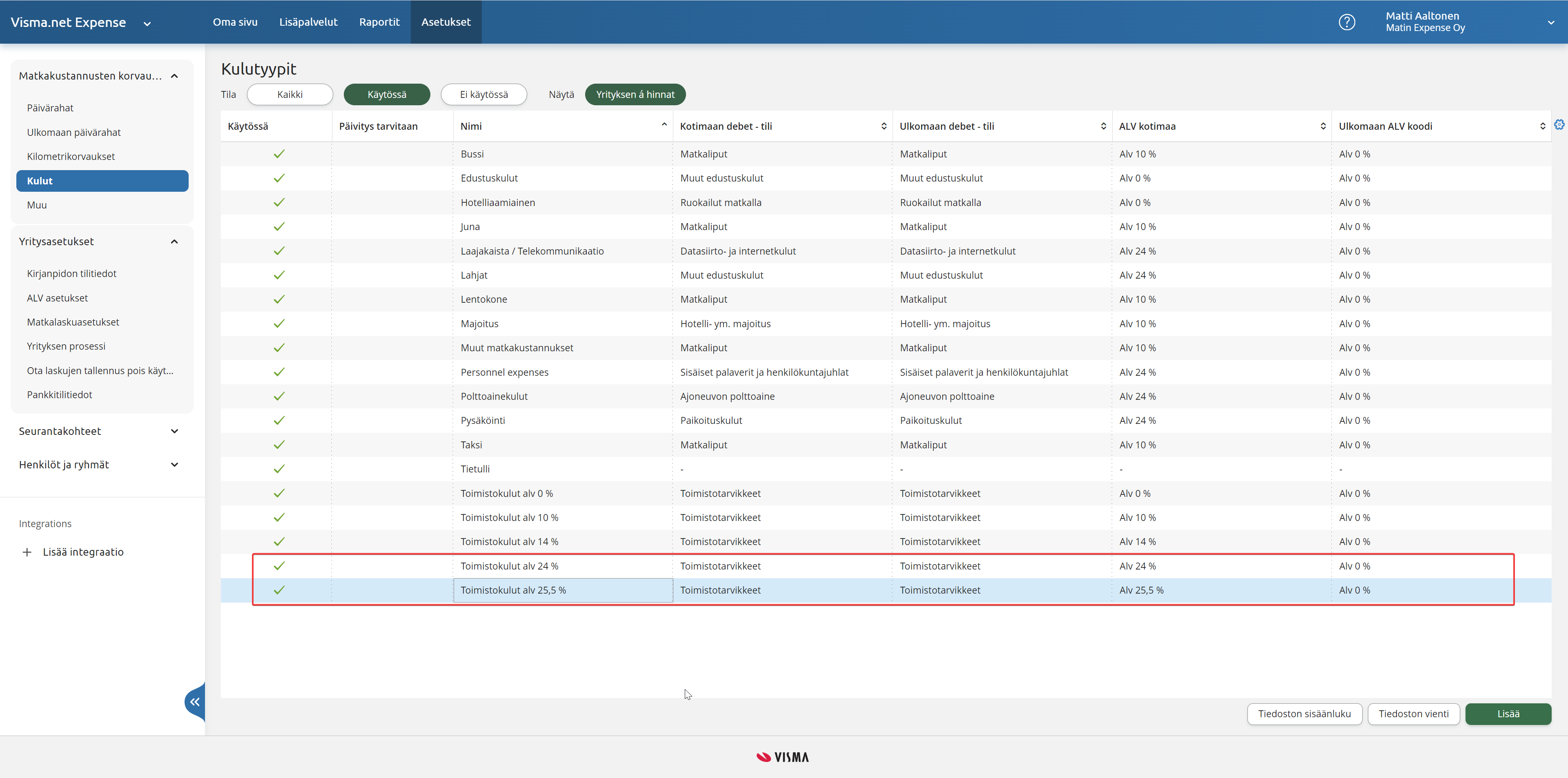 Alv-muutoksen huomiointi Expensessä - asiakasohjei... - Visma Community