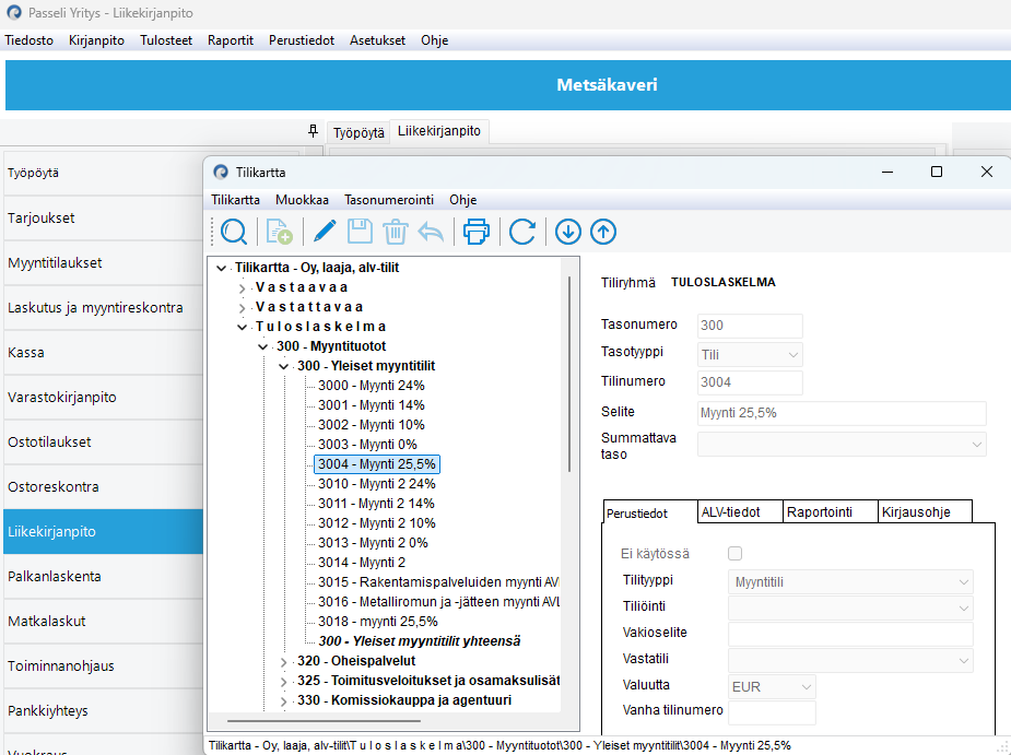 TIlikartan tilien muokkaus