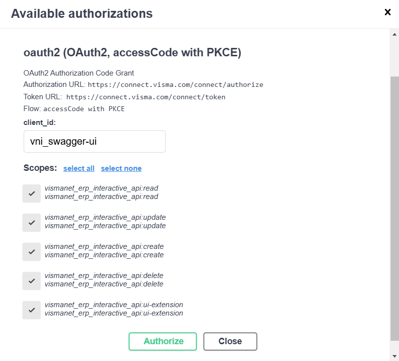 Error when authenticating in swagger using interac... - Visma Community