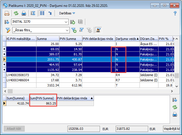 Kurām PVN deklarācijas ailēm ar kurām pielikumu su... - Visma Community