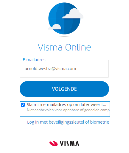 Gewijzigde inlogpagina - Visma Community