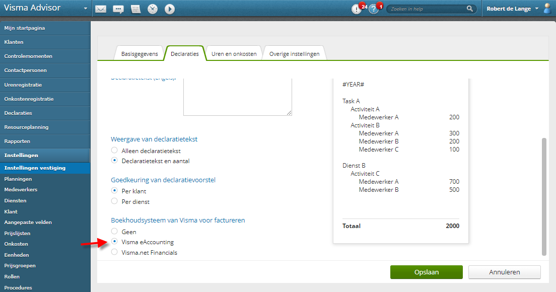 Declaraties vanuit Advisor overbrengen naar eAccou... - Visma Community