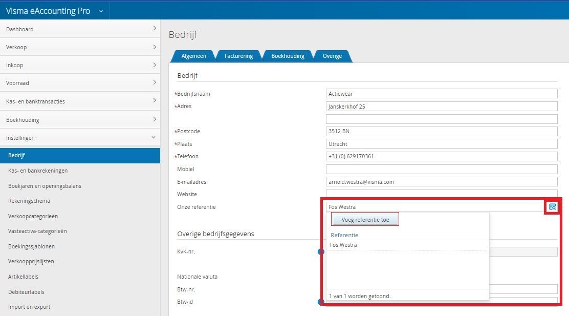 Keuzelijst voor het veld “Onze referentie” in Vism... - Visma Community